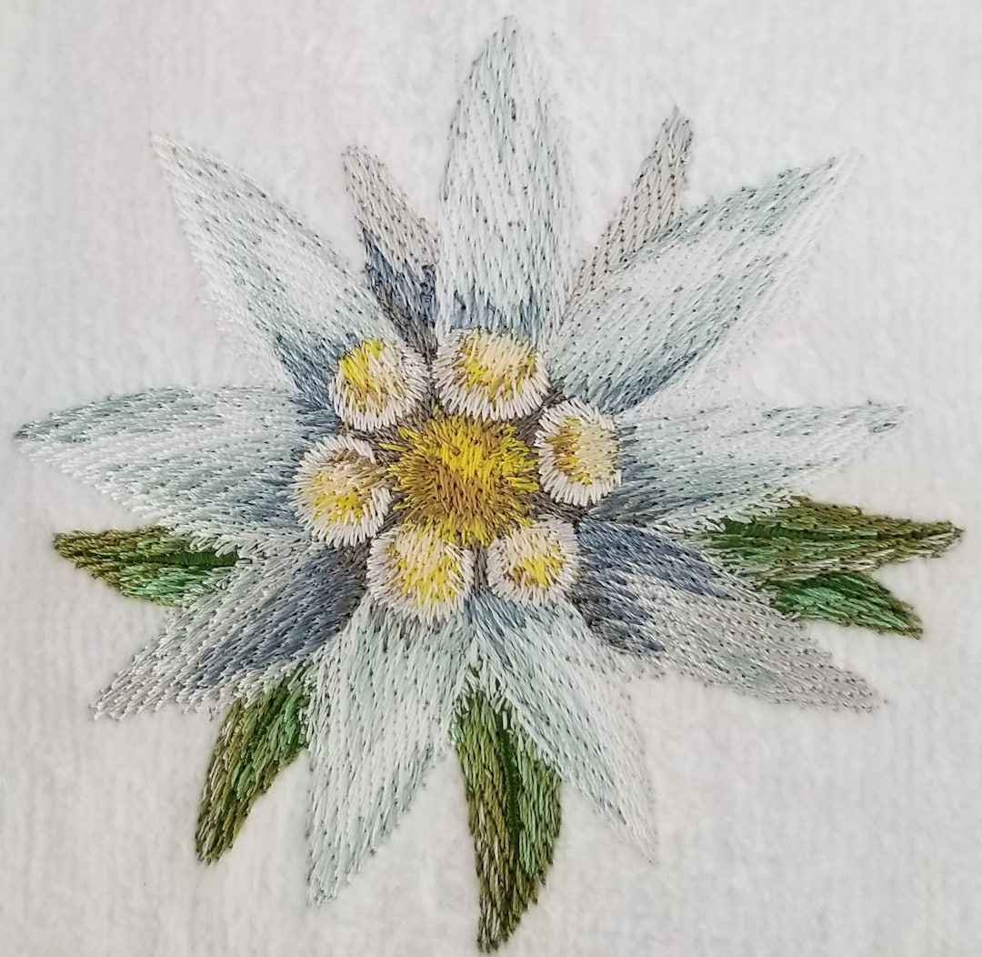 Embroidered Edelweiss Flower Towel: Kitchen, Bath, or Hand Towel - Etsy