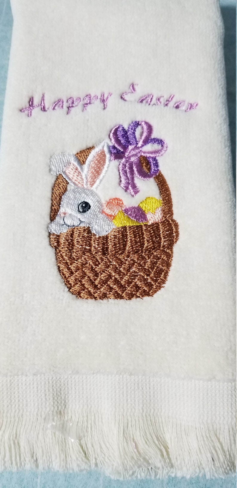 Easter Towel Embroidered Easter Bunny Towel Easter Basket | Etsy