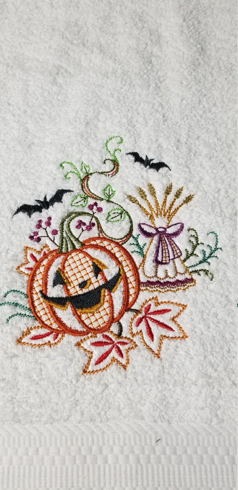 Pumpkin Towel Halloween Towel Embroidered Towel Hand - Etsy
