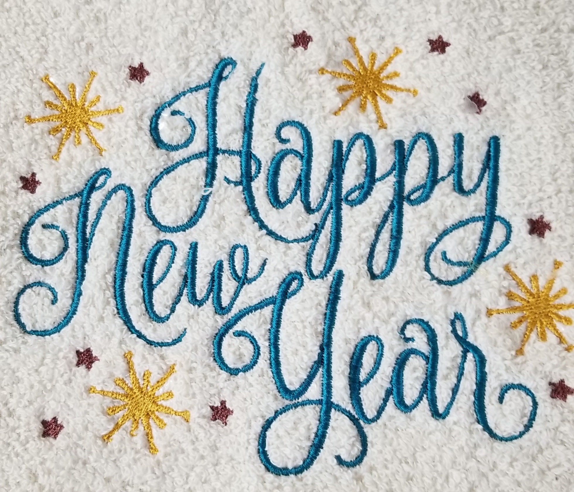 Embroidered Happy New Year Towel Happy New Year Towel Hand - Etsy UK