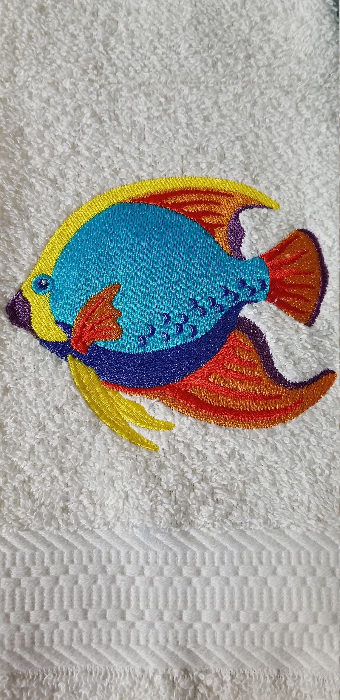 Fish Towel - Caribbean Towel - Embroidered Towel -tropical Fish Towel ...