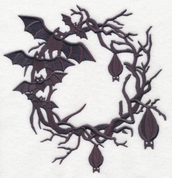 Embroidered Bat Towel Halloween Towel Bat Wreath Towel | Etsy