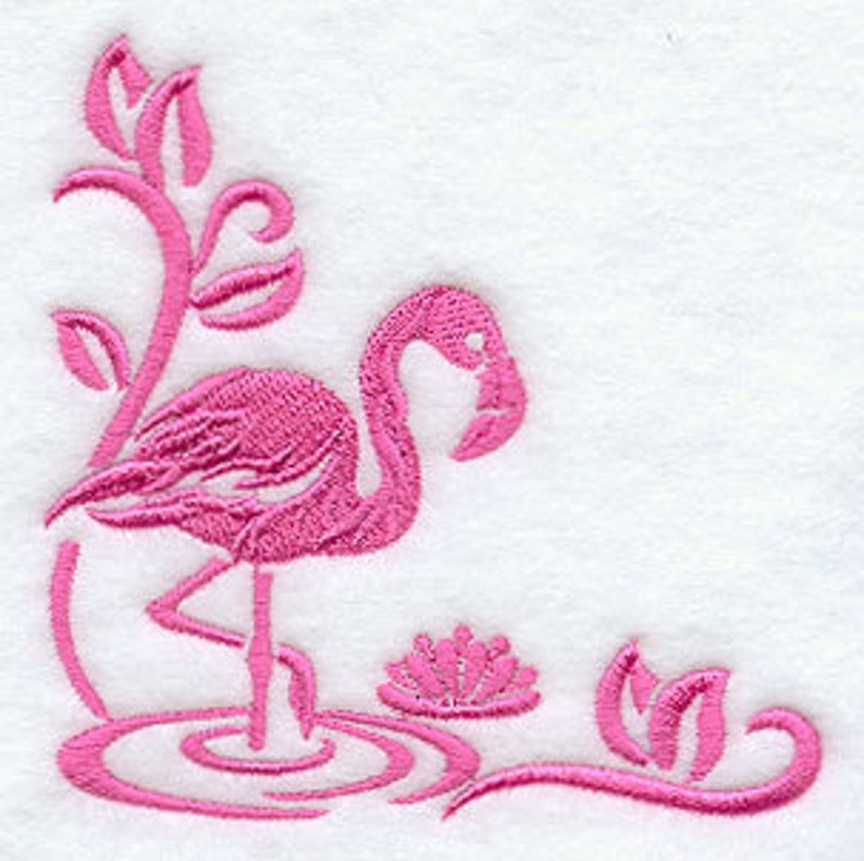 Embroidered Flamingo Towel Simply Flamingo Corner-Flour Sack | Etsy