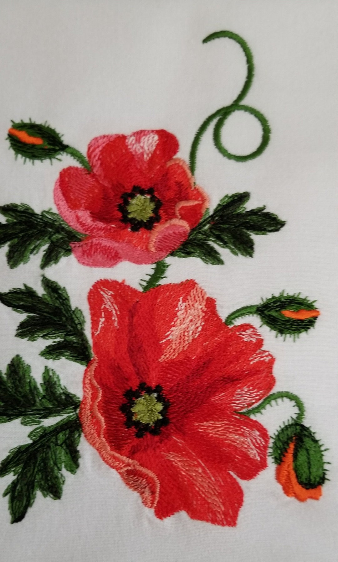 Poppy Towel - Poppies Towel - Embroidered Towel - Embroidered - Hand ...