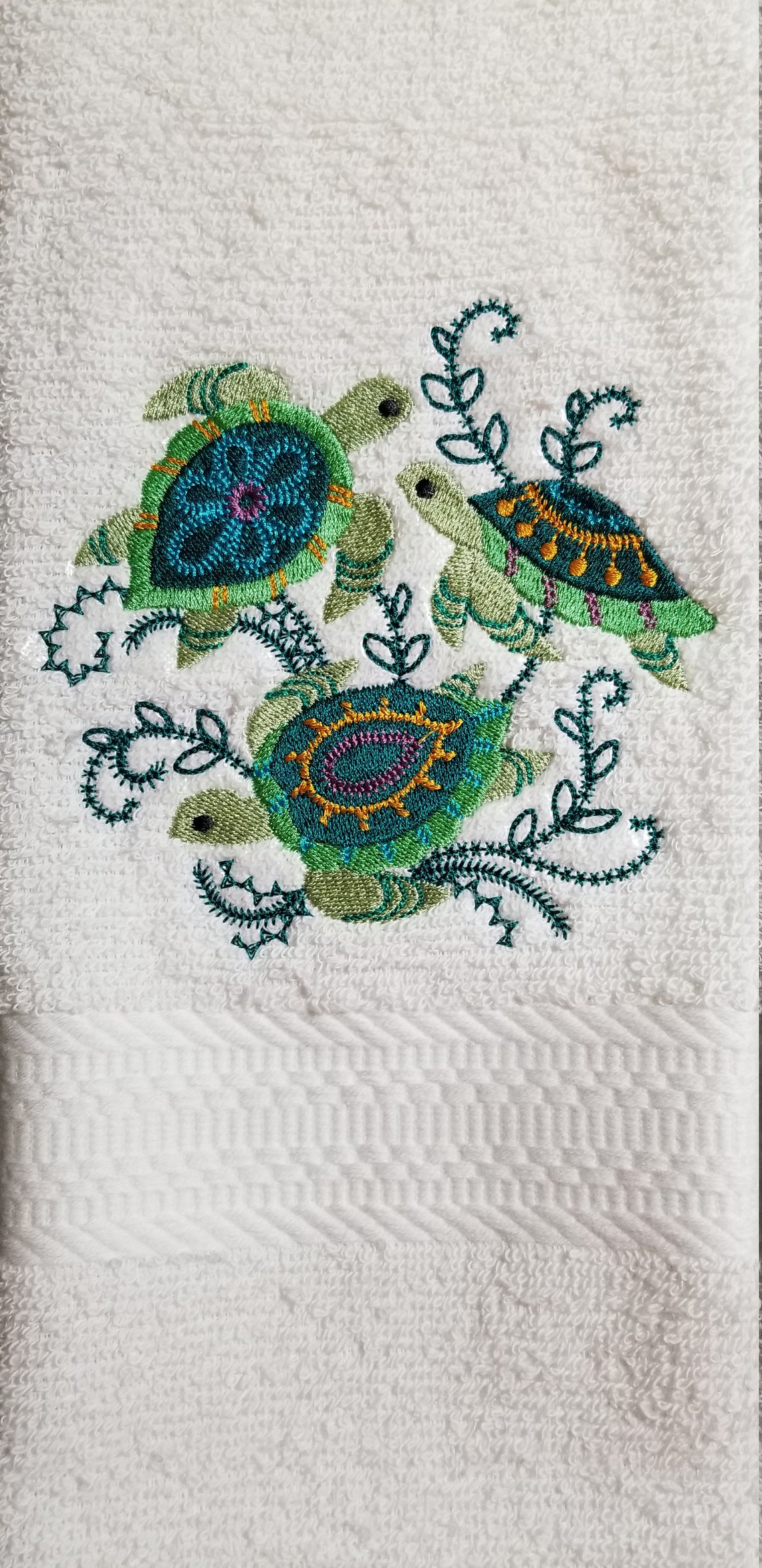Embroidered Turtles Towel Sea Turtles Flour Sack Towel | Etsy