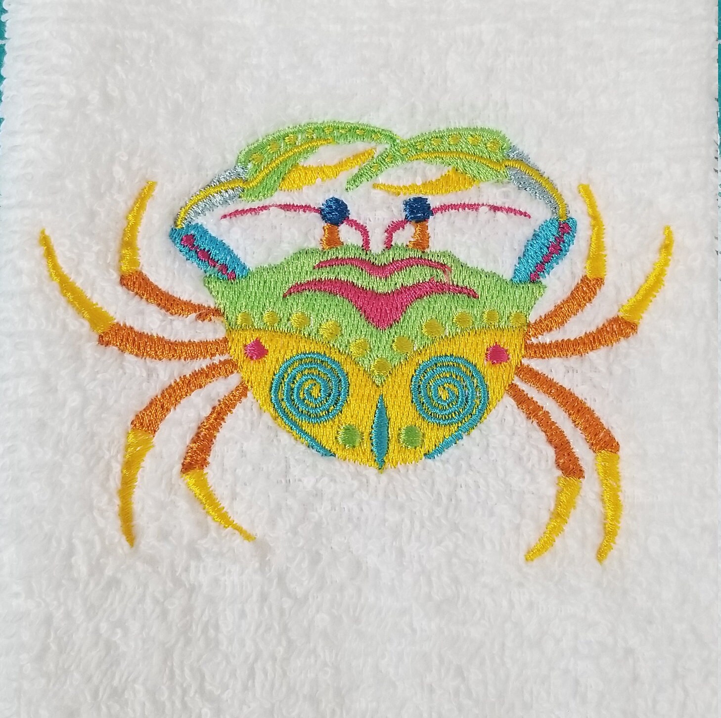 Embroidered Crab Towel Caribbean Crab Flour Sack Towel | Etsy