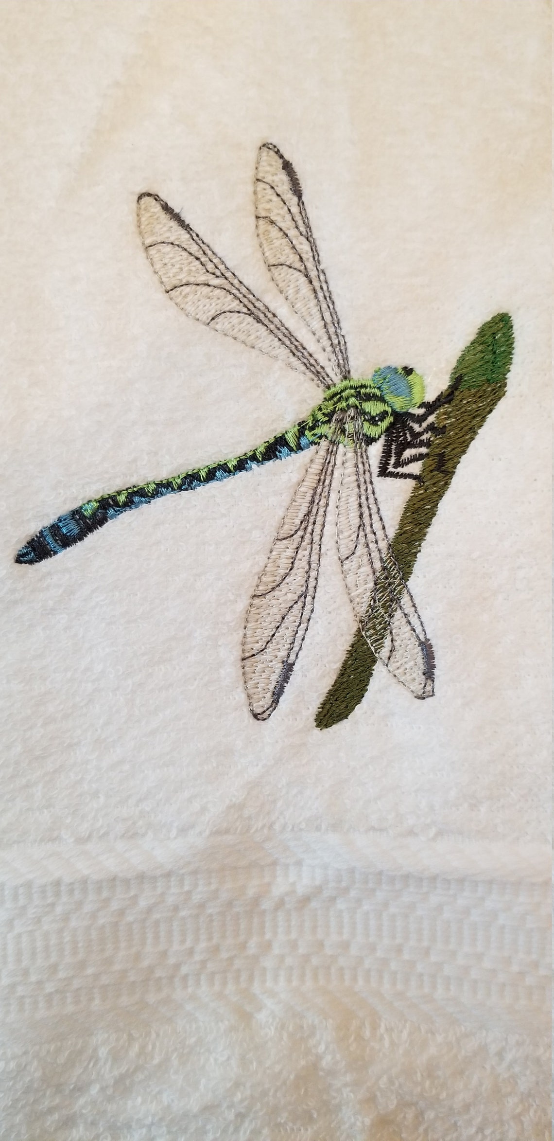 Embroidered Dragonfly Hand Towel – Floral Flowerbud Bath Fingertip ...