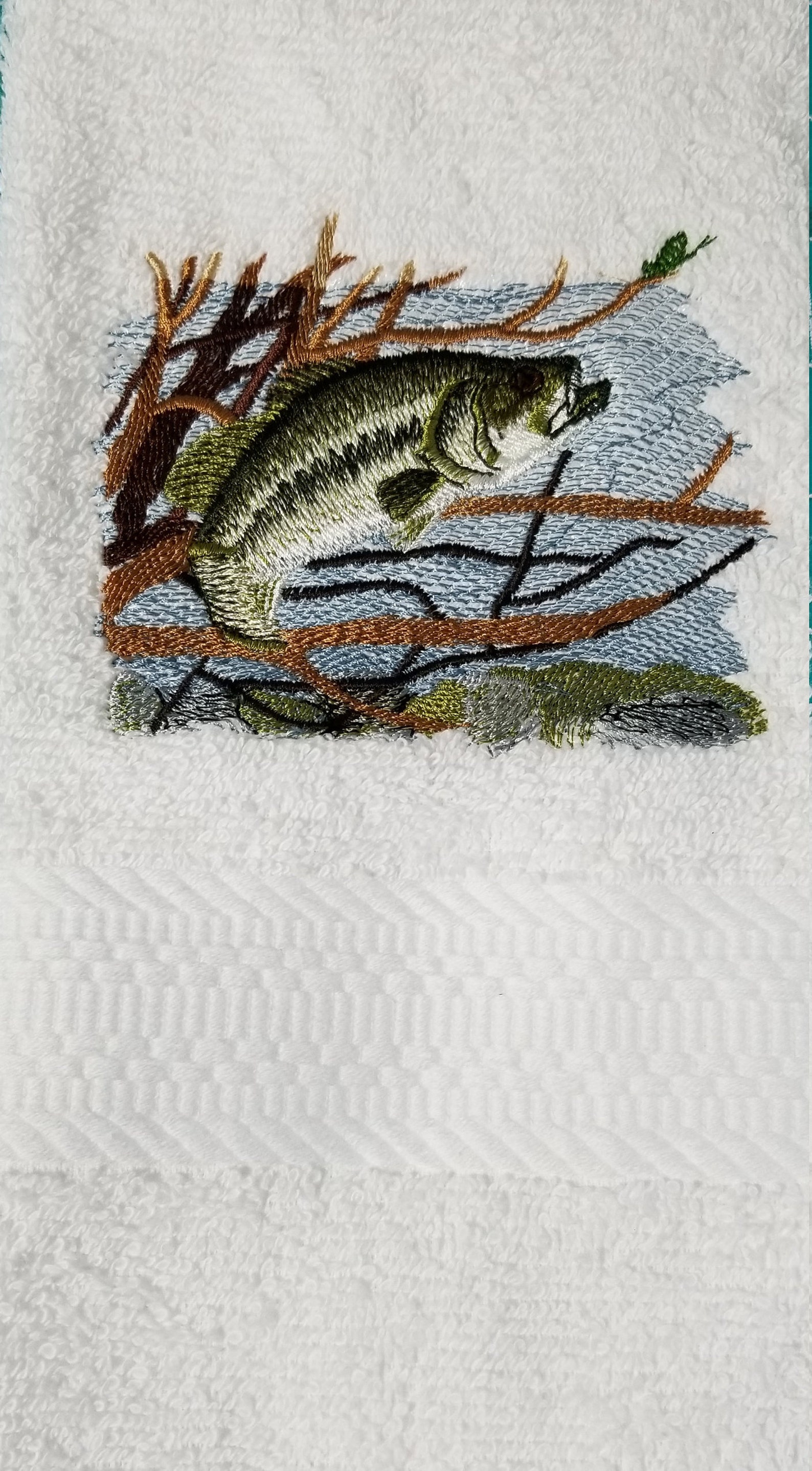 Fishing Towel Embroidered Towel Fish Towel Large Mouth - Etsy