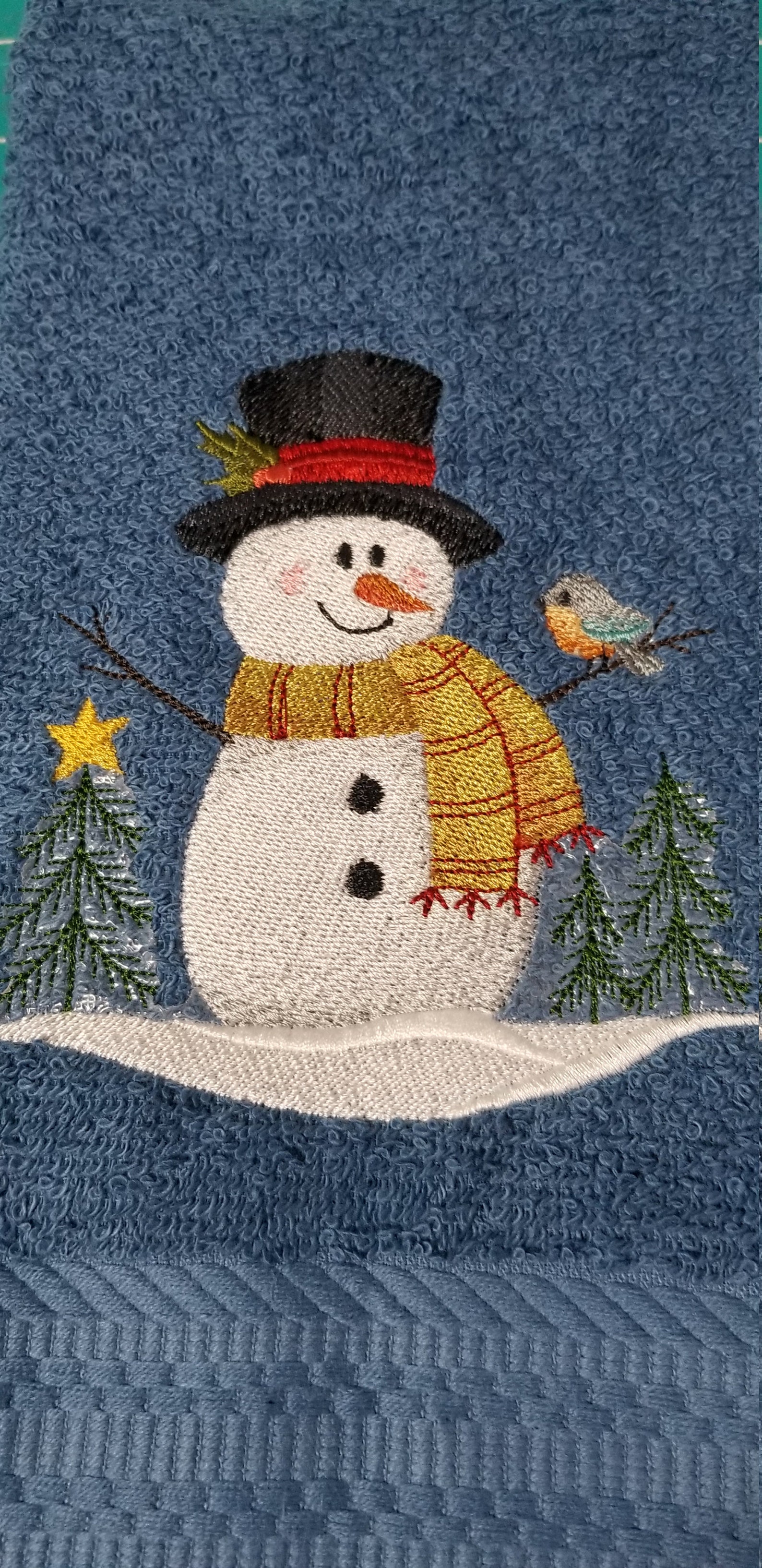 Snowman Towel Embroidered Towel Christmas Towel Hand | Etsy