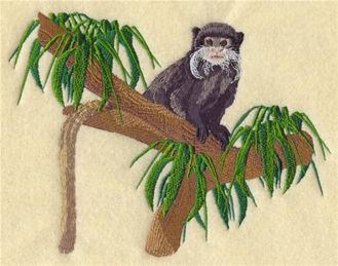 Monkey Towel - Embroidered Towel - Emperor Tamarin - Hand Towel - Bath ...