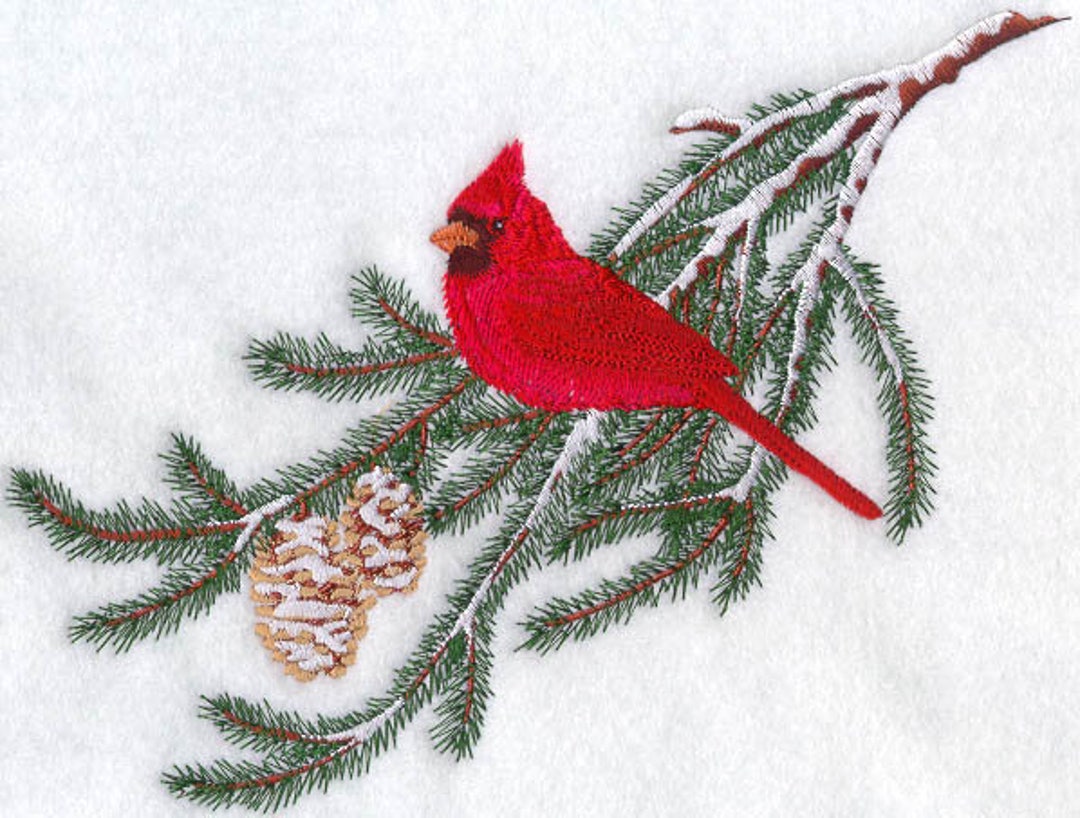 Cardinal Towel - Bird Towel - Christmas Towel - Embroidered Towel ...