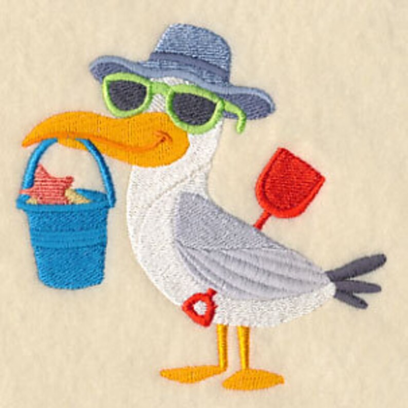 Embroidered Seagull Towel Seagull in Sunglasses Seagull - Etsy