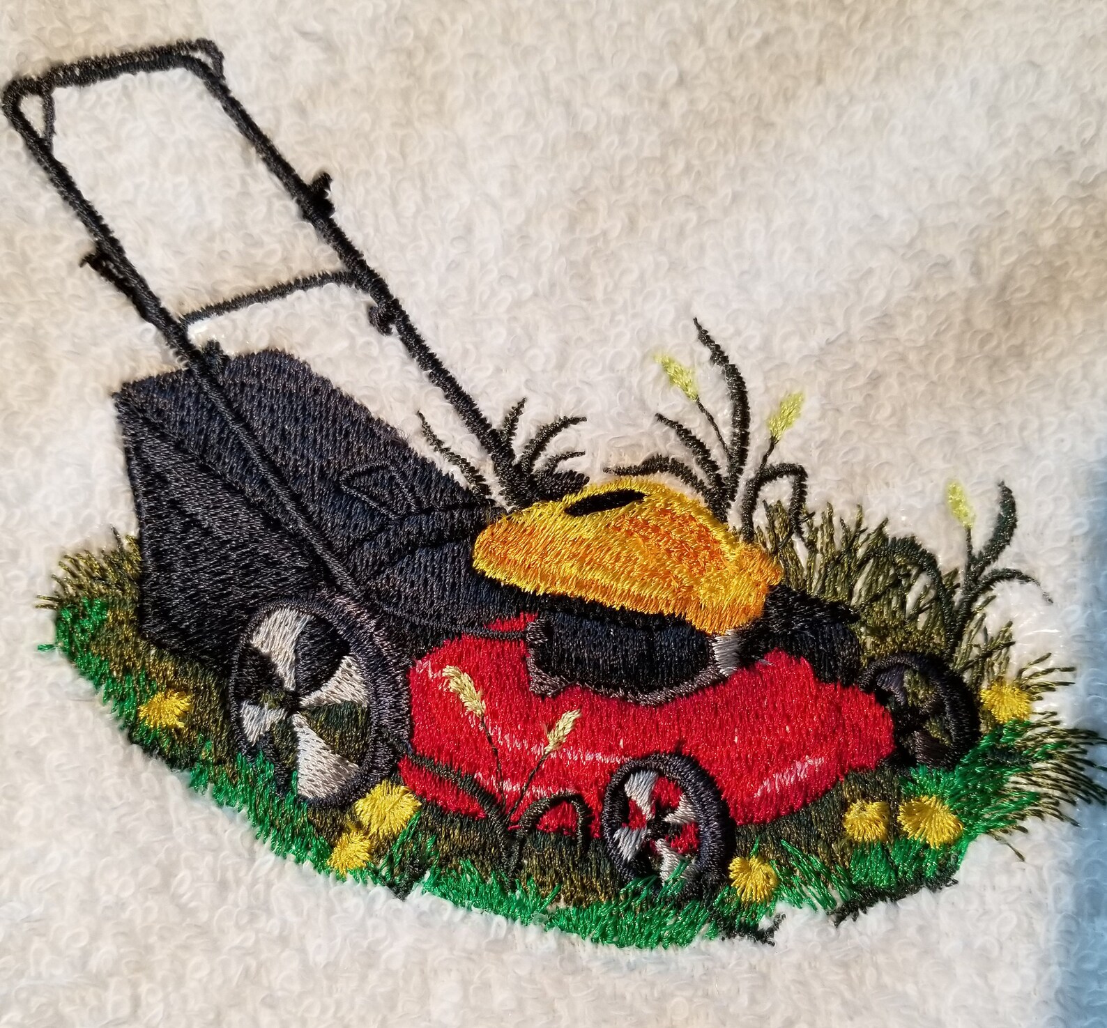 Embroidered Lawn Mower Lawn Mower Embroidered Towel Hand - Etsy