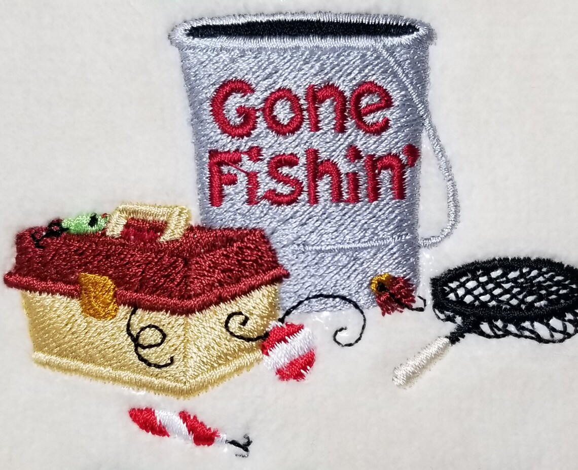 Fishing Towel - Embroidered Towel - Fishing Tackle - Hand Towel - Bath ...