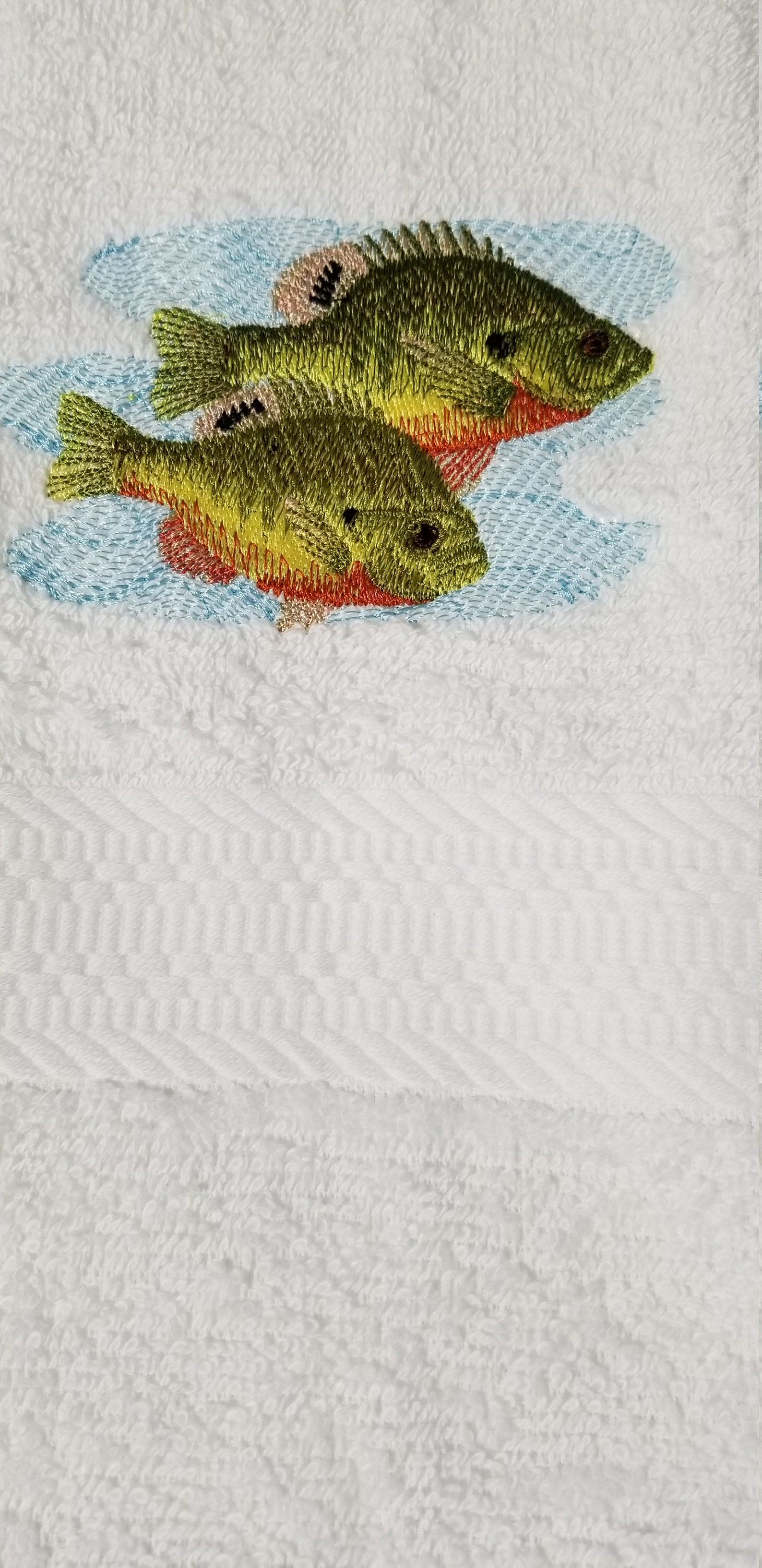 Fishing Towel Embroidered Towel Fish Towel Sunfish - Etsy