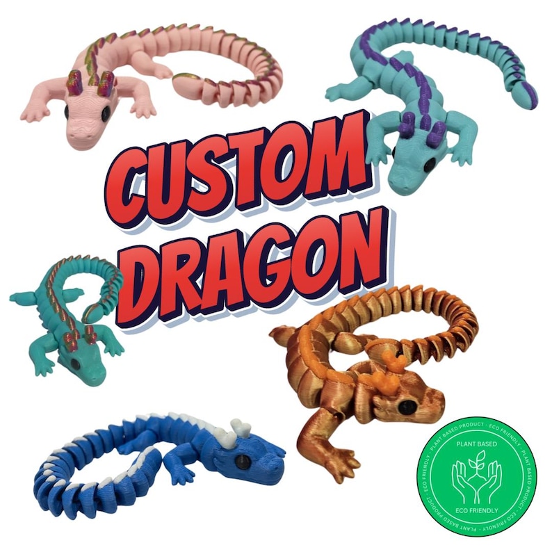 3D Printed Articulated Dragon Custom Fidget Toy for Kids and Adults - Etsy