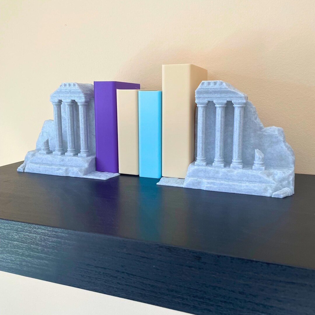 Ruins Bookends Roman Pillars White Marble Effect 3D Printed With Plant ...