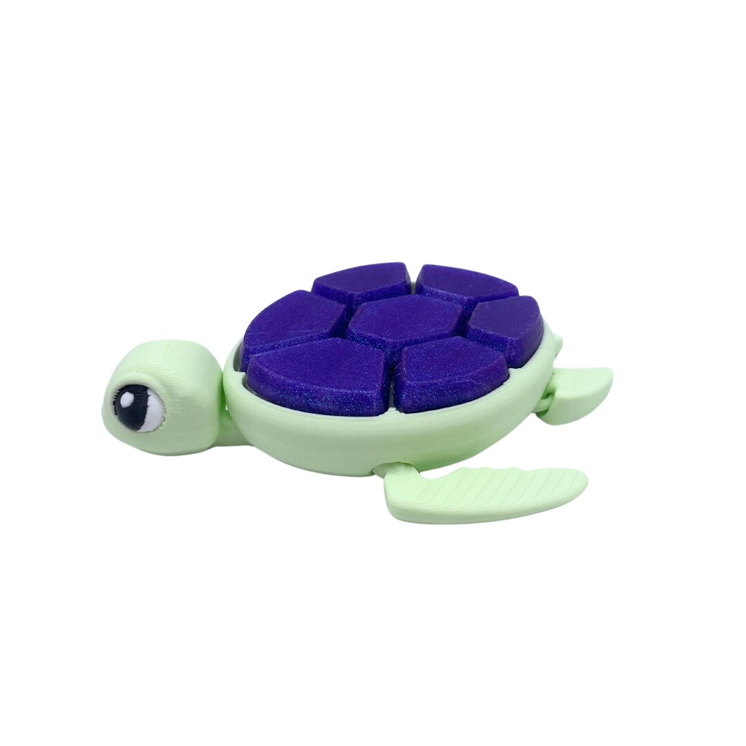 Winter Turtle Clicker ASMR Fidget Toy Mint Green and Purple Glitter ...