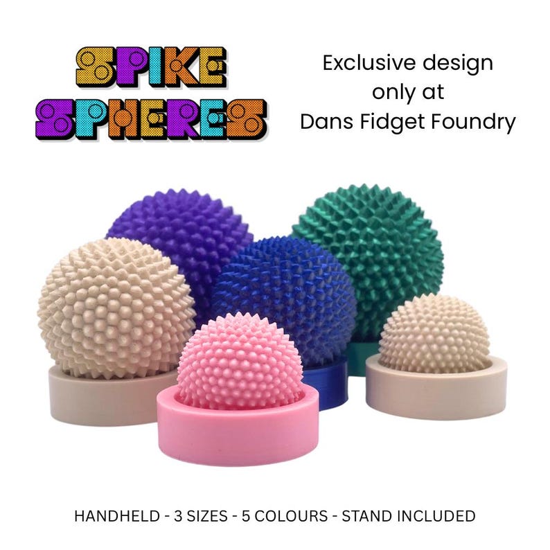 Spike Sphere Pain Stim Ball Ouchie Fidget Toy With Stand - 5 Colours ...
