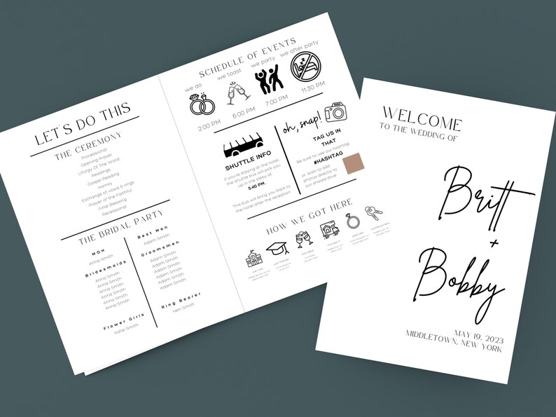Wedding Foldable Pamphlet Template 10inx7in Canva INSTANT Download ...
