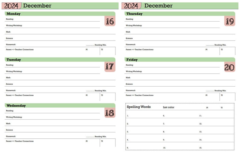 2024-2025 Weekly Student Planner - Etsy