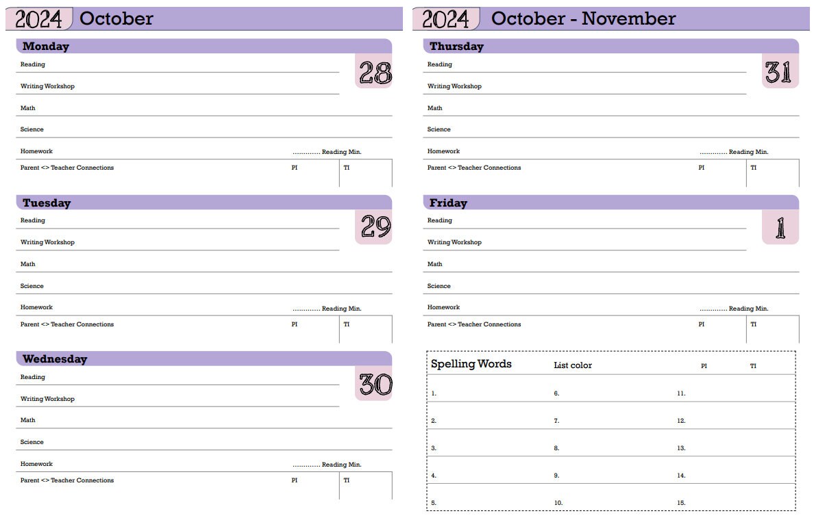 2024-2025 Weekly Student Planner - Etsy