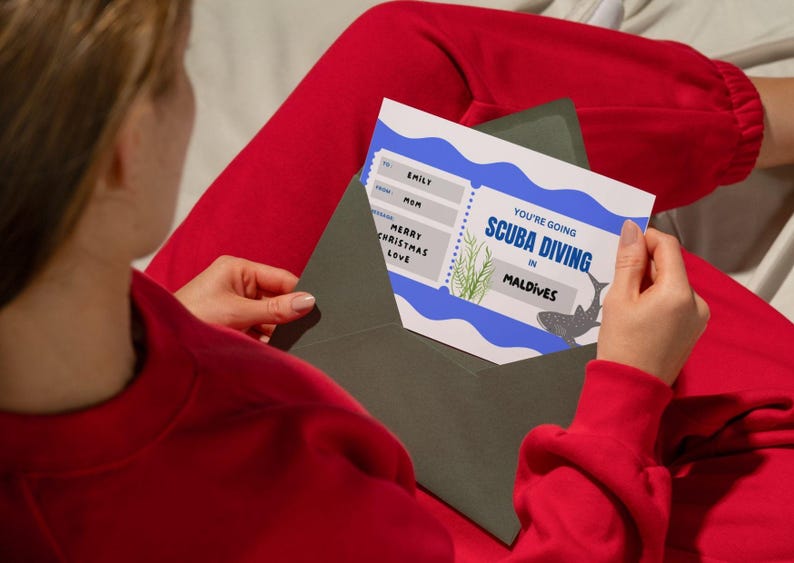 Scuba Diving Ticket With Whale Shark | Editable Printable Gift Card ...