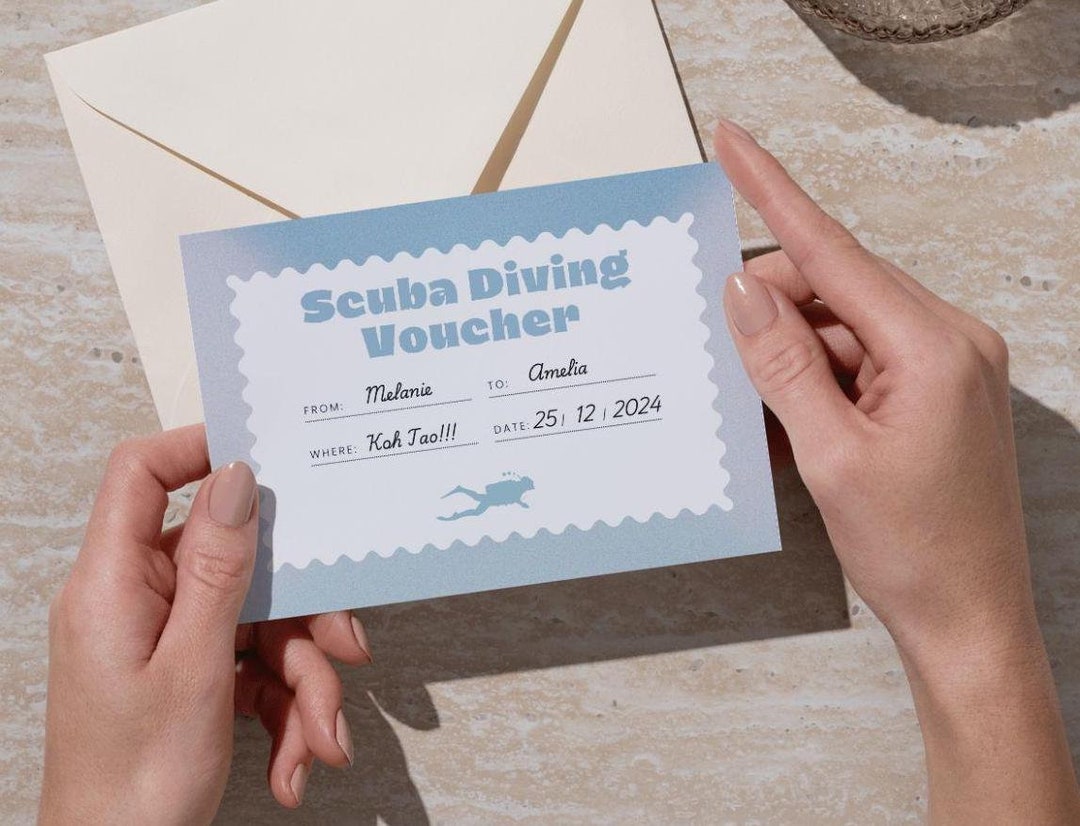 Scuba Diving Gift Voucher | Elegant Minimalistic Printable PDF ...