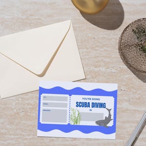 Scuba Diving Ticket With Whale Shark | Editable Printable Gift Card ...
