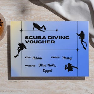 Scuba Diving Voucher Template | Printable PDF Ticket | Gift for Diver ...