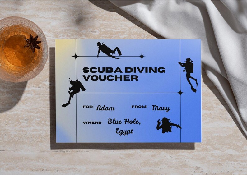 Scuba Diving Voucher Template | Printable PDF Ticket | Gift for Diver ...