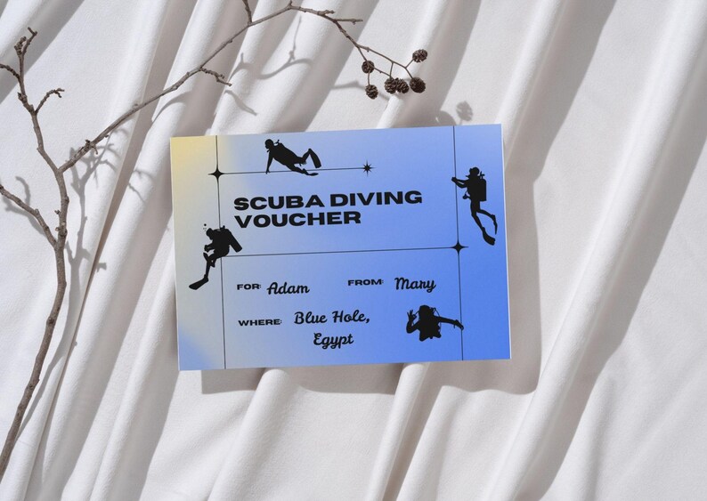 Scuba Diving Voucher Template | Printable PDF Ticket | Gift for Diver ...