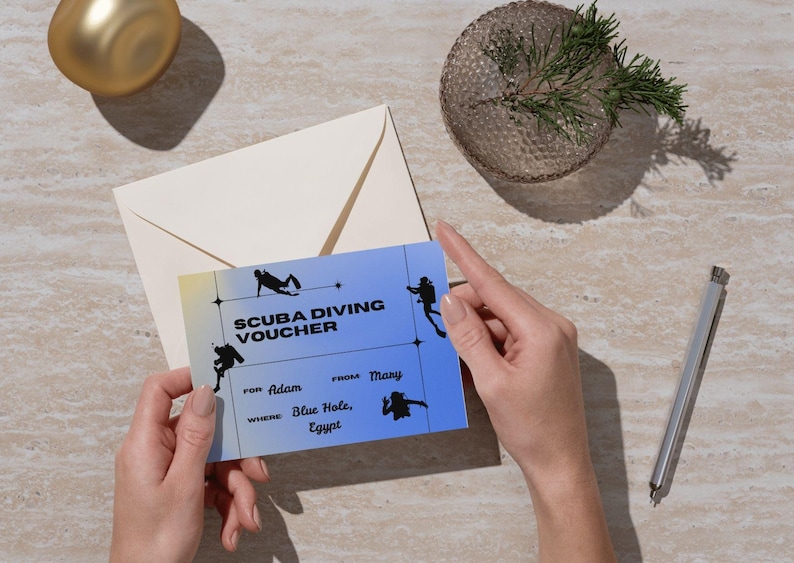 Scuba Diving Voucher Template | Printable PDF Ticket | Gift for Diver ...