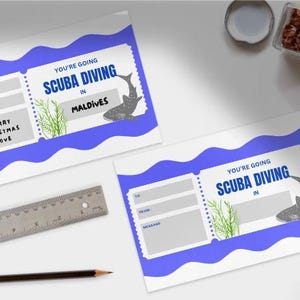 Scuba Diving Ticket With Whale Shark | Editable Printable Gift Card ...