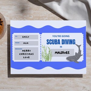 Scuba Diving Ticket With Whale Shark | Editable Printable Gift Card ...