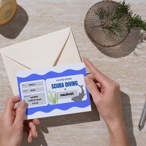 Scuba Diving Ticket With Whale Shark | Editable Printable Gift Card ...