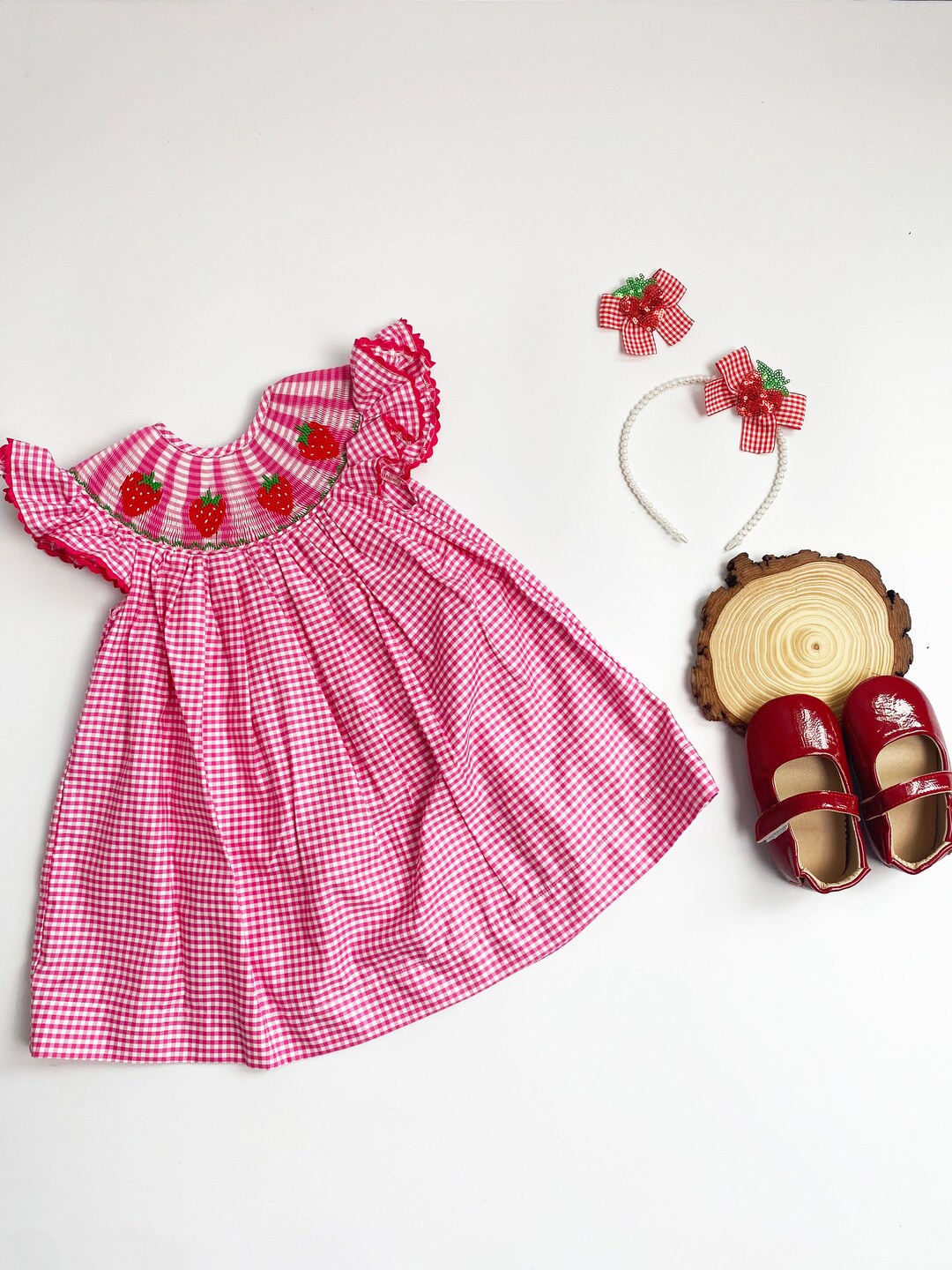 Birthday Strawberry Dress Bubble, Smocked Dress, Berry First Birthday ...