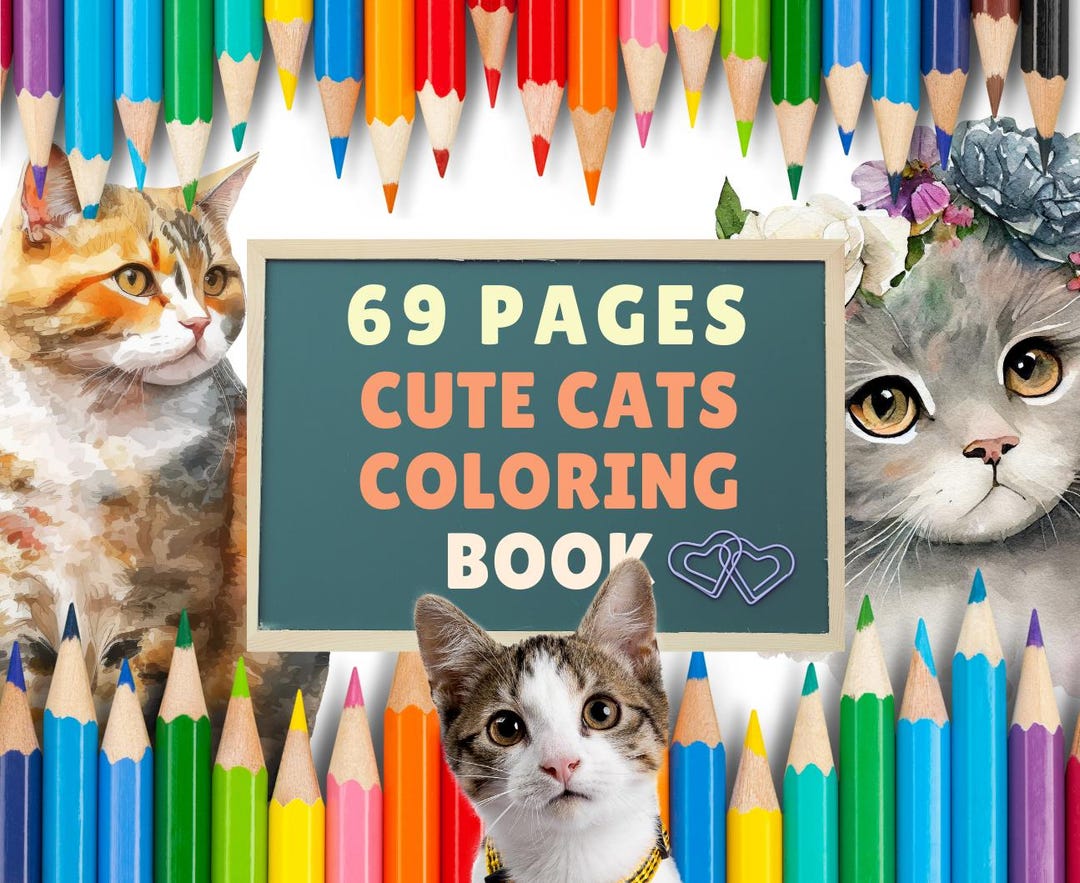 Cute Cats Coloring Sheet, Fun Cat Designs, Cat Lovers, Children ...