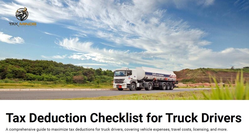 Tax Deduction Checklist for Truck Drivers (digital Download) - Etsy