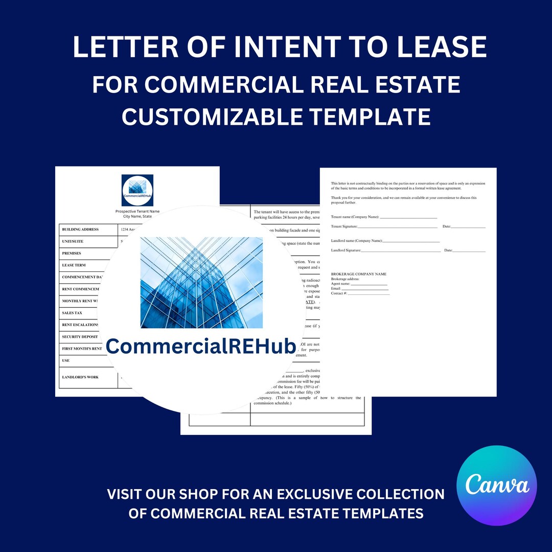 Commercial Real Estate Letter of Intent to Lease Template (canva) - Etsy