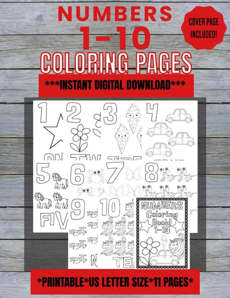 Number 1-10 Coloring Pages for Preschoolers. Fun Coloring Book and ...