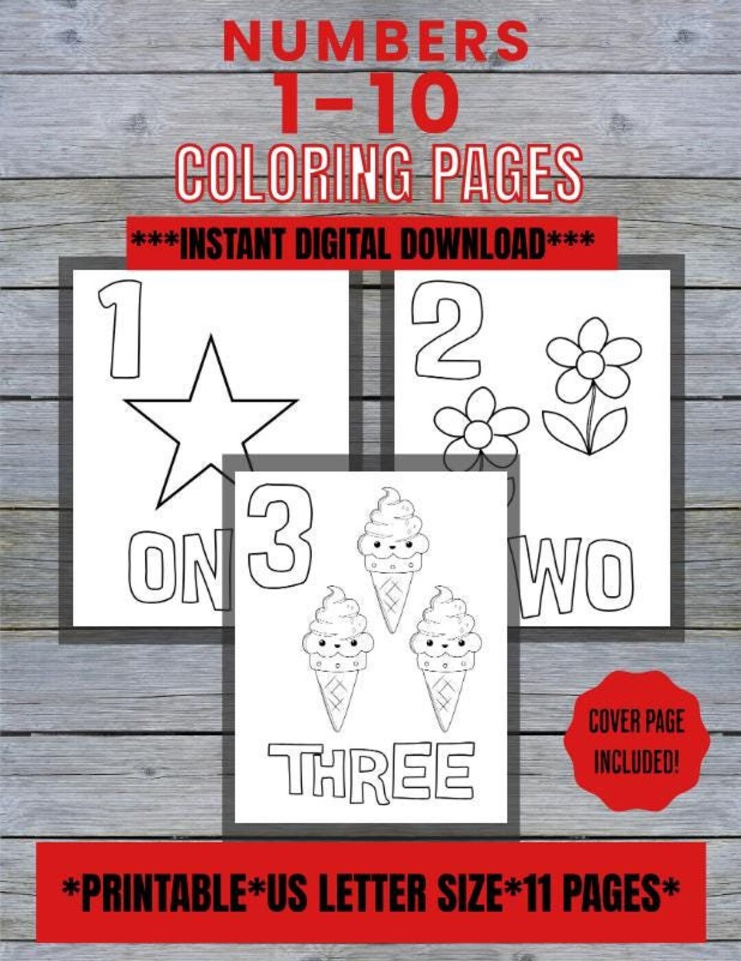Number 1-10 Coloring Pages for Preschoolers. Fun Coloring Book and ...
