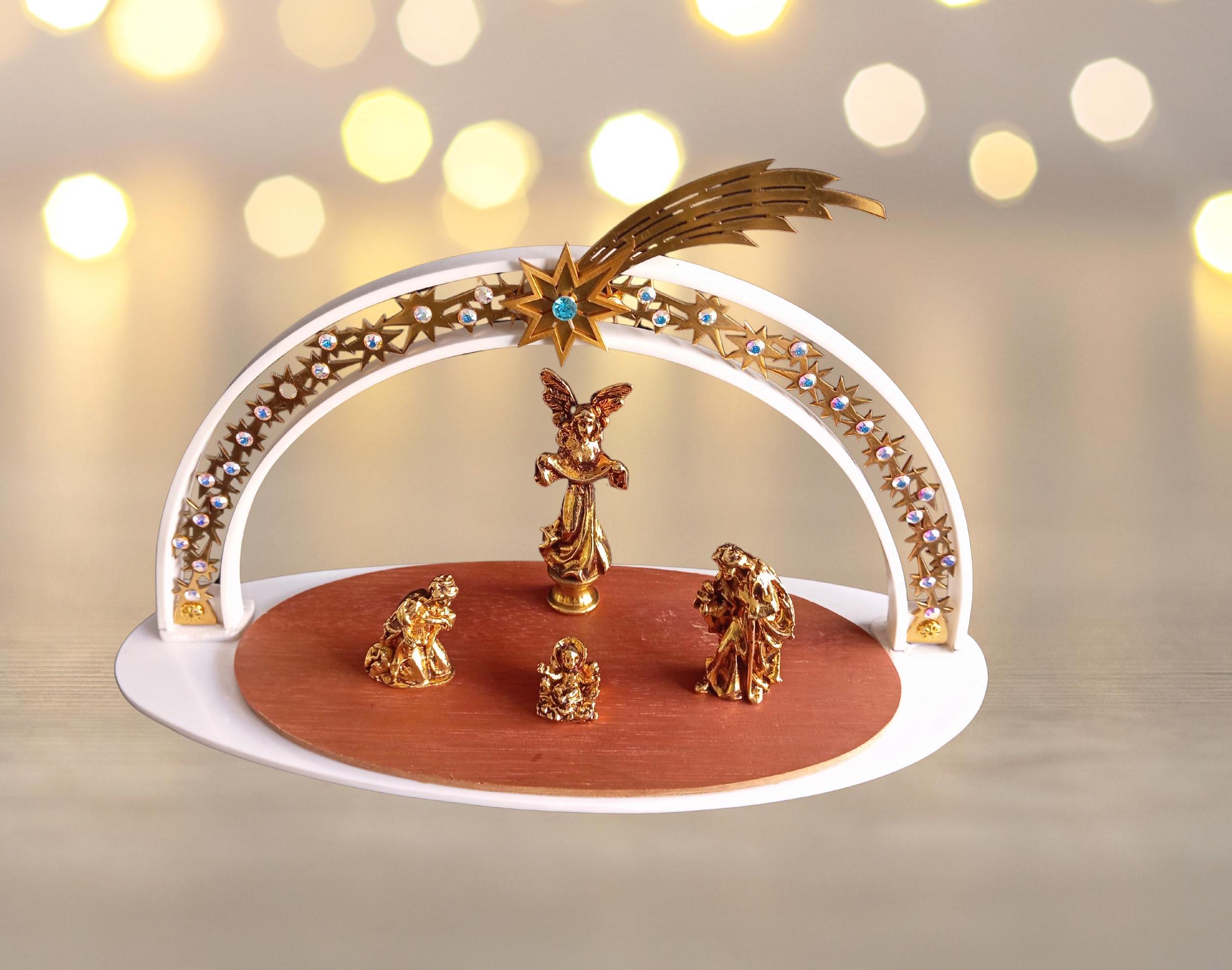 Brass and Wood Nativity Scene, Modern Holy Family, Nativity Scene With ...
