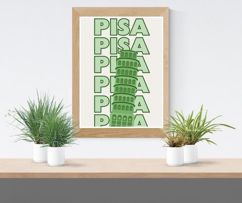 Green Leaning Tower of Pisa Print - Etsy