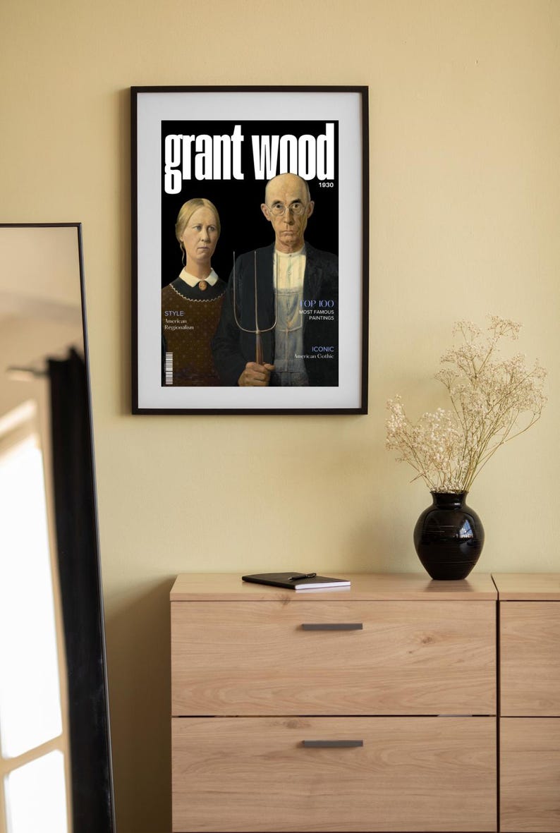 American Gothic Grant Wood DIGITAL Download Printable Wall Art Print, Contemporary Modern ...