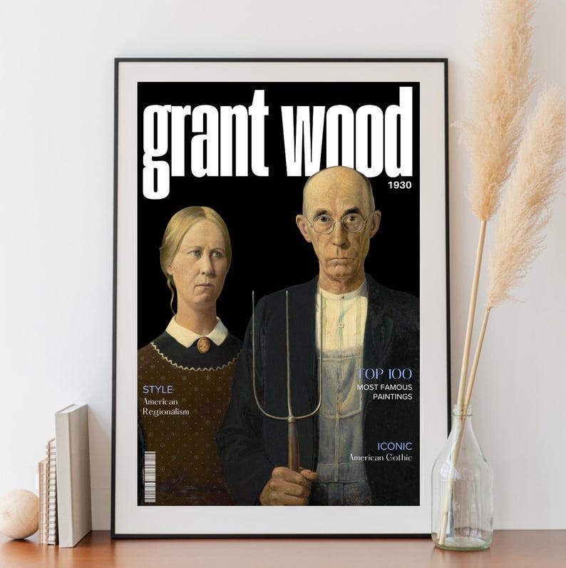 American Gothic Grant Wood DIGITAL Download Printable Wall Art Print, Contemporary Modern ...