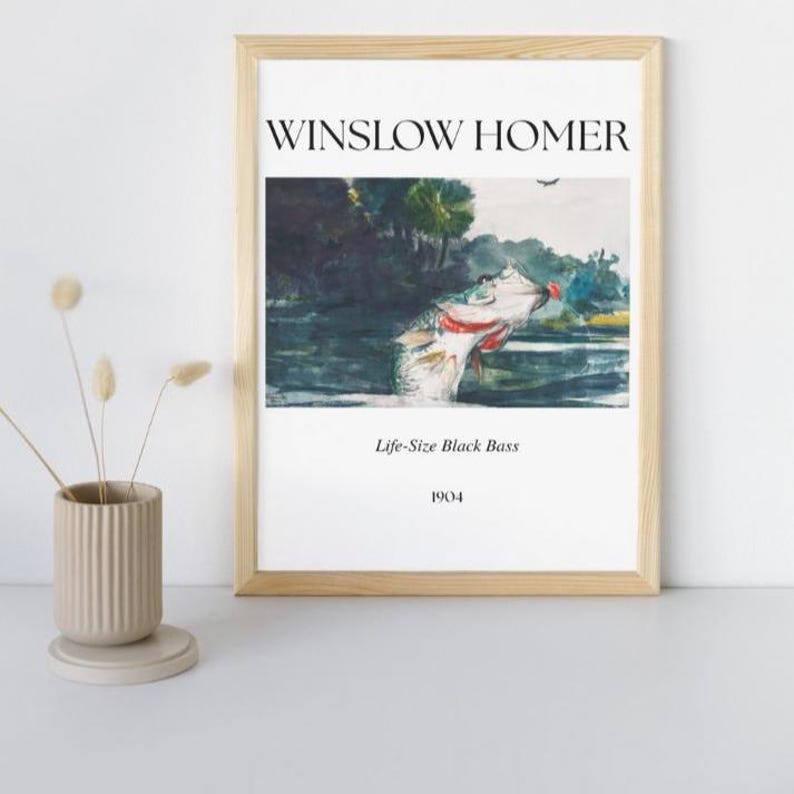 Winslow Homer Life-size Black Bass Digital Download Printable Wall Art ...
