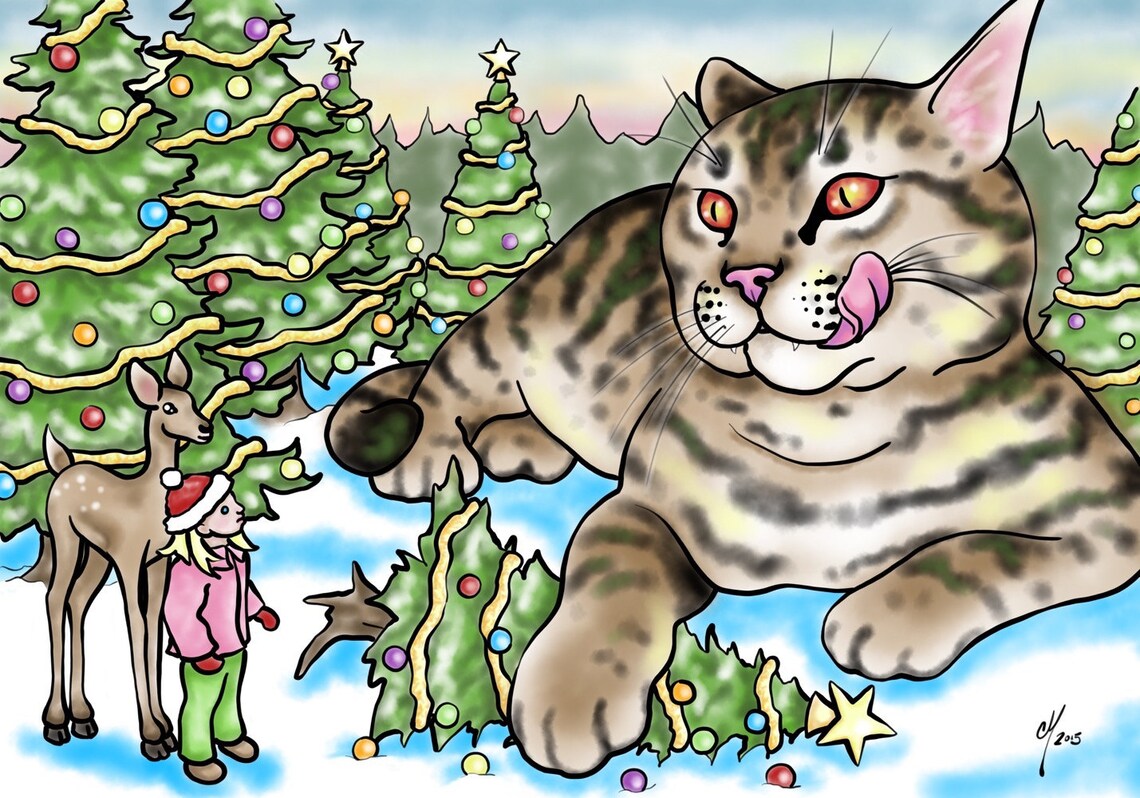 Jólakötturinn the Yule Cat Printable Download Adult Coloring Page ...