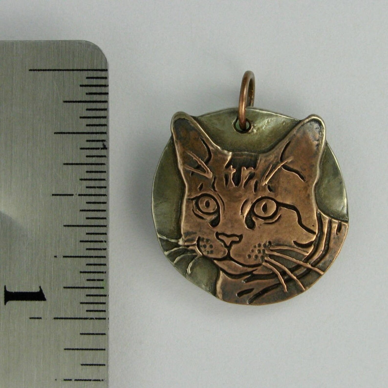 Cat Pendant Tabby Copper and White Copper DTPD - Etsy