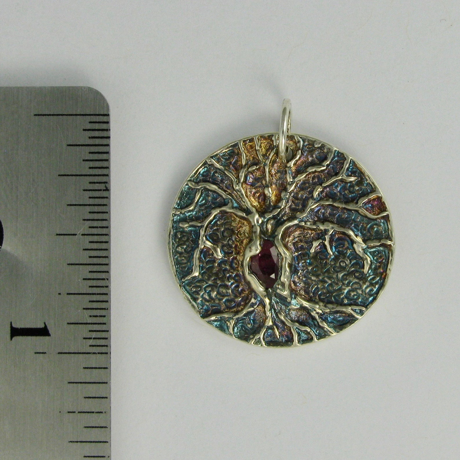 Tree of Life Fine Silver Pendant With Red Ruby Sapphire and - Etsy